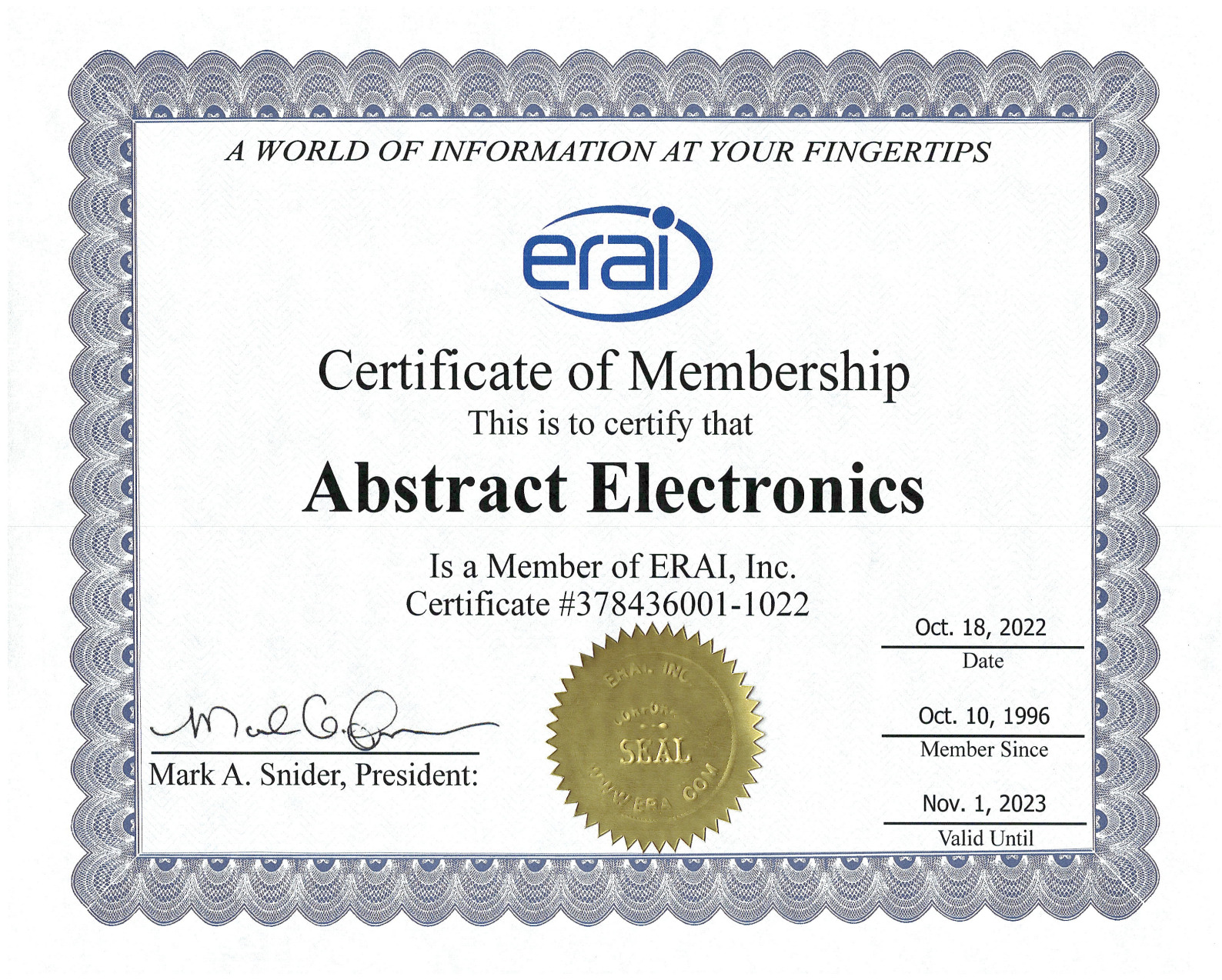 Quality Certifications – Abstract Electronics, Inc.